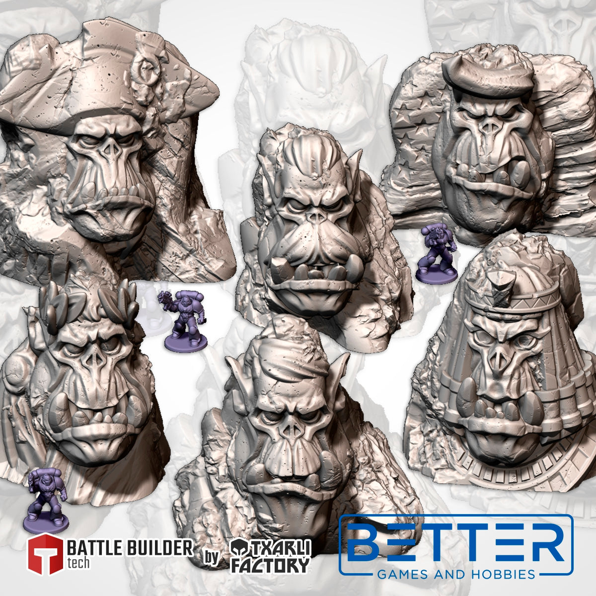 Ork Monuments 2 (32, 28, 15 & 10mm Scale) tabletop wargaming terrain ...