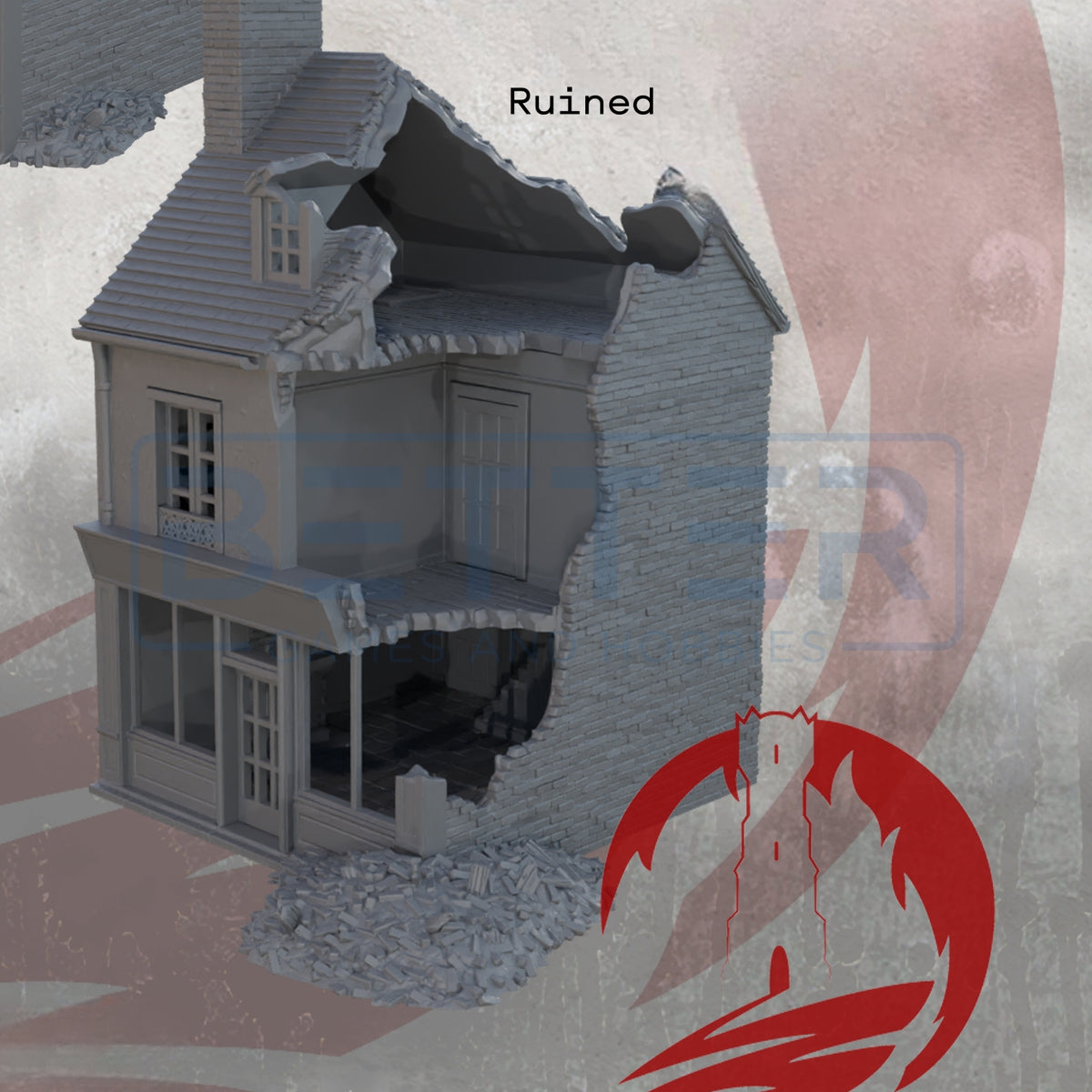 Overlord 1944, Ruined building 1 - 32, 28, 15 and 10mm Scale, for Fant ...